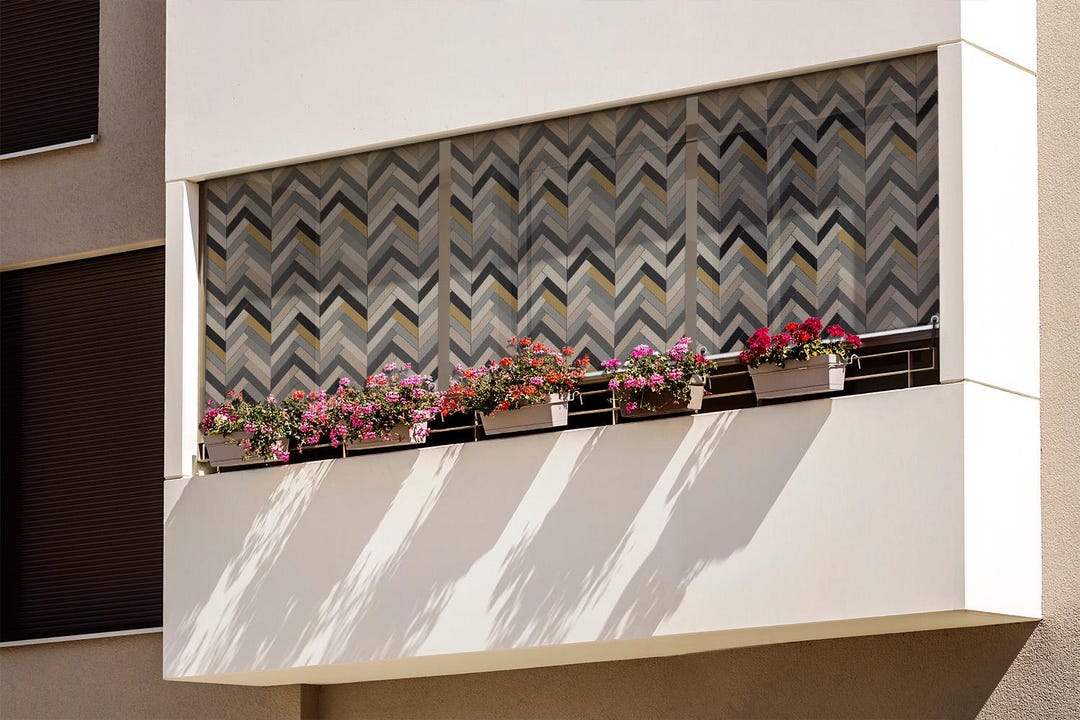 Herringbone Pattern Outdoor Roller Shades, Structures Window Treatments ...