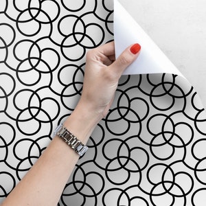 Abstract Swirly Lines Removable Wallpaper, Black and White Geometric ...