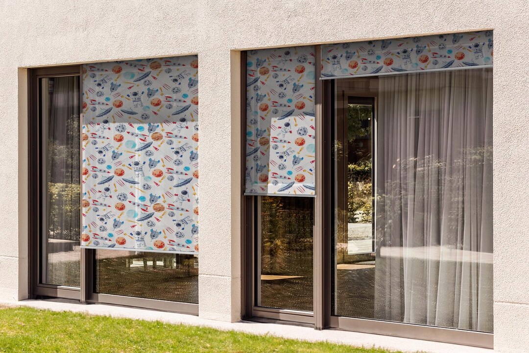 Space Astronaut Rockets Roll up Blinds, Cosmos Window Treatments ...