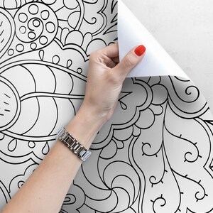 Sketch Drawing Wallpaper || Abstract Pattern Wall Mural || Removable ...