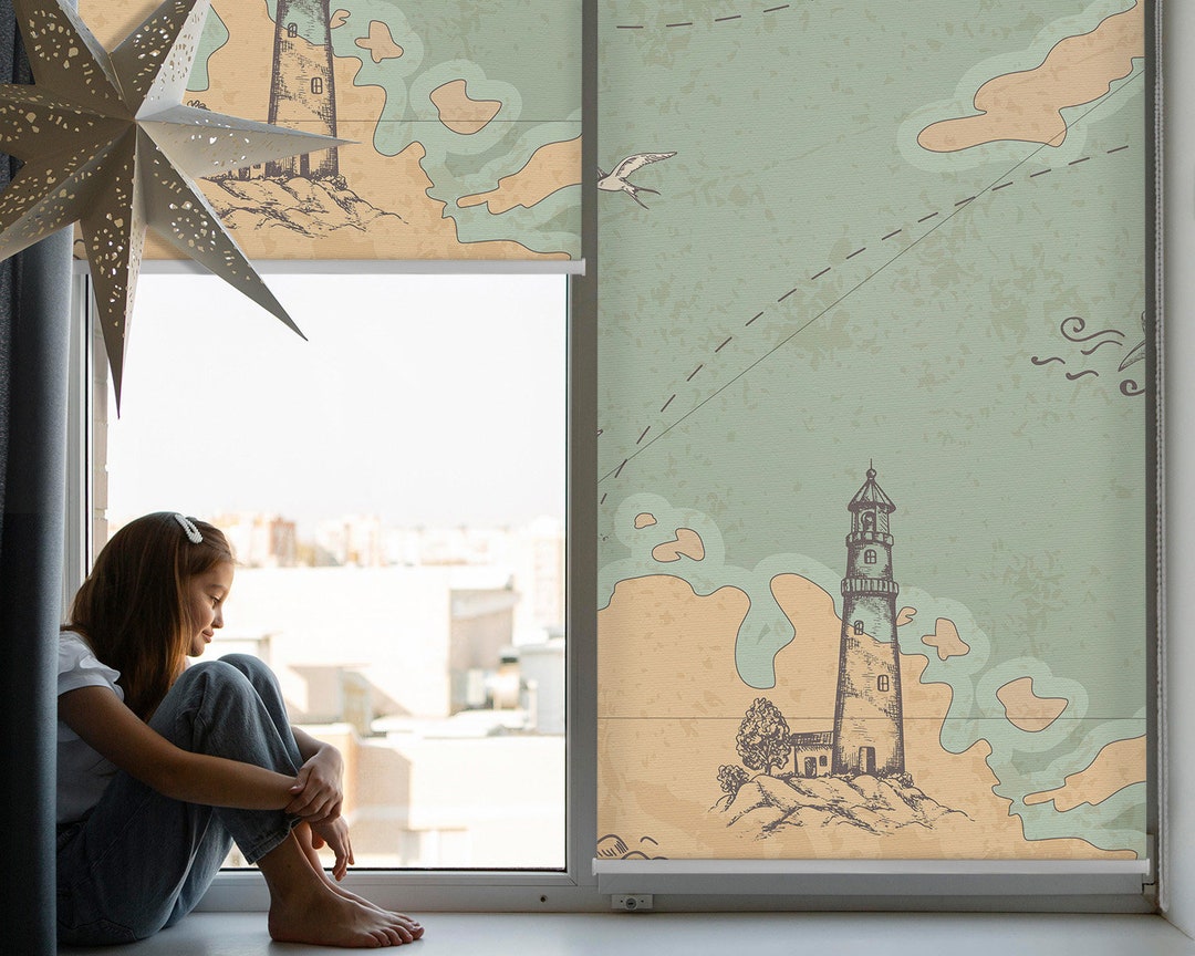 Roller Blinds, Light Diffusing or Darkening, Blackout, Ocean Map, Not ...