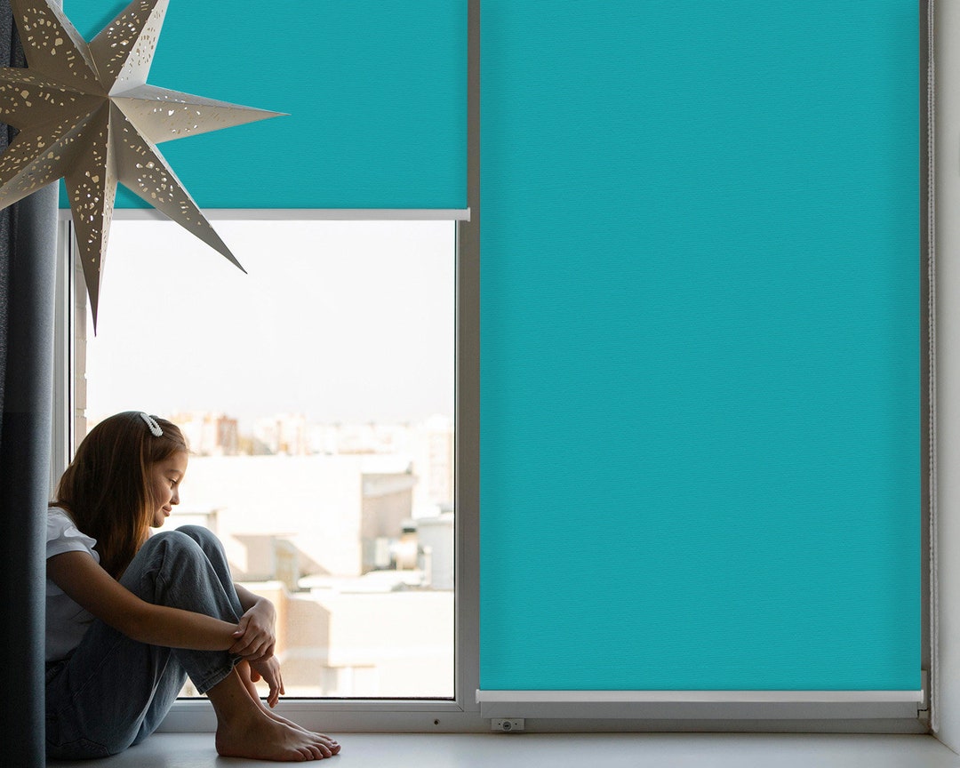 Roller Blinds, Blackout or Sheer Option, Turquoise, Solid Color, Colors ...