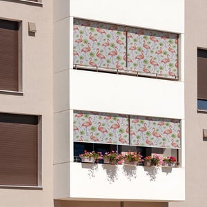 Flamingos and Green Leaves Roll up Blinds, Plants Window Treatments ...