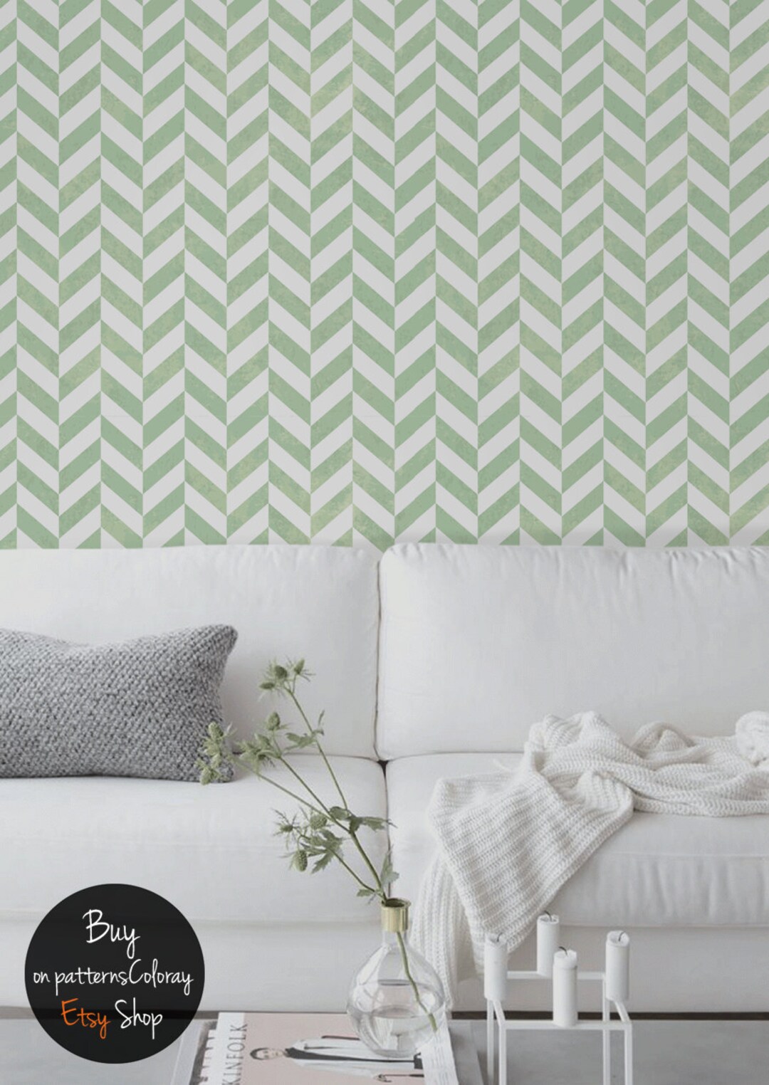 Geometric Herringbone Pattern Wallpaper || Wall Mural || Self Adhesive ...