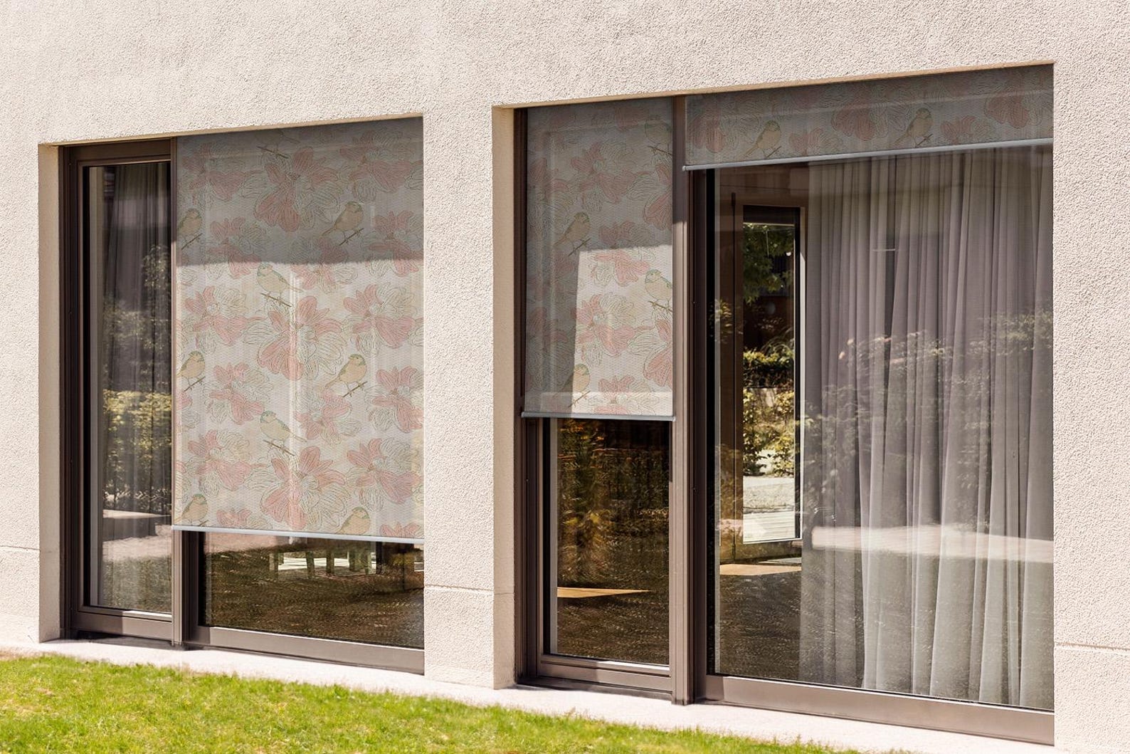 Birds and Flowers Exterior Roller Blinds, Animals Window Shades ...
