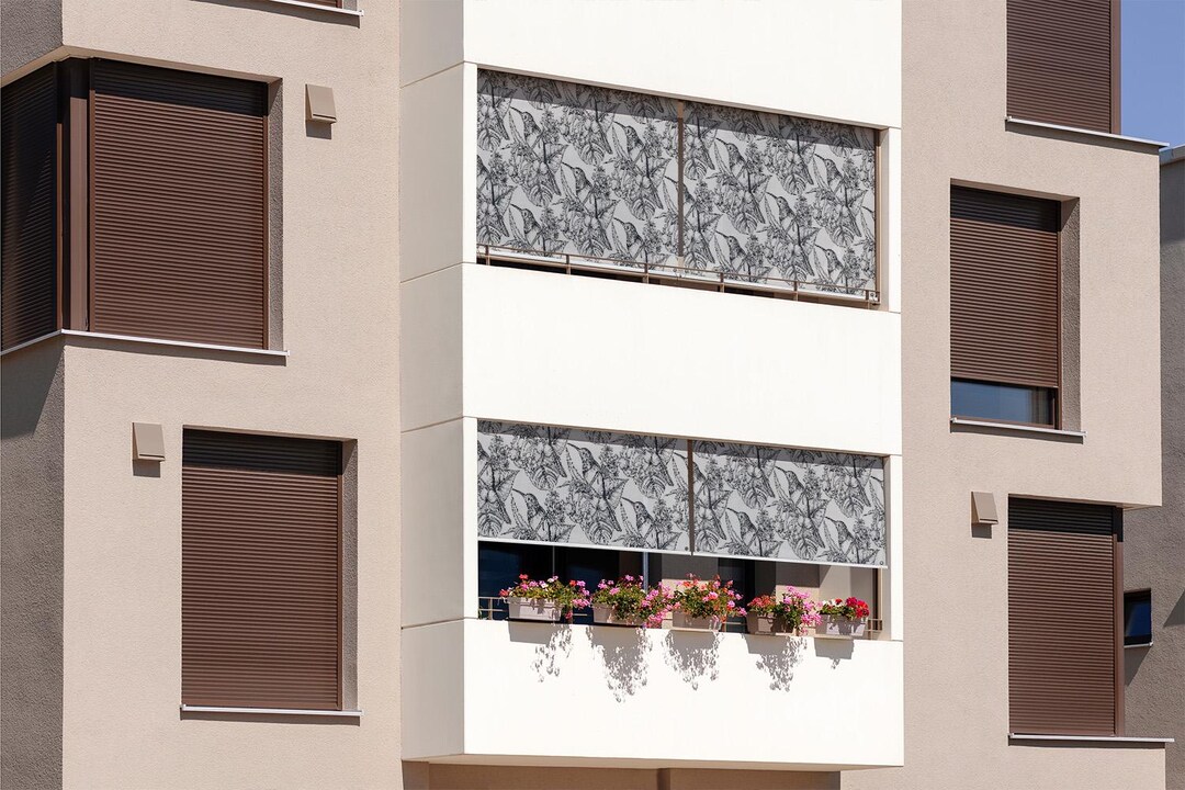 Hummingbird Flowers External Shades, Animals Window Treatments, Black ...