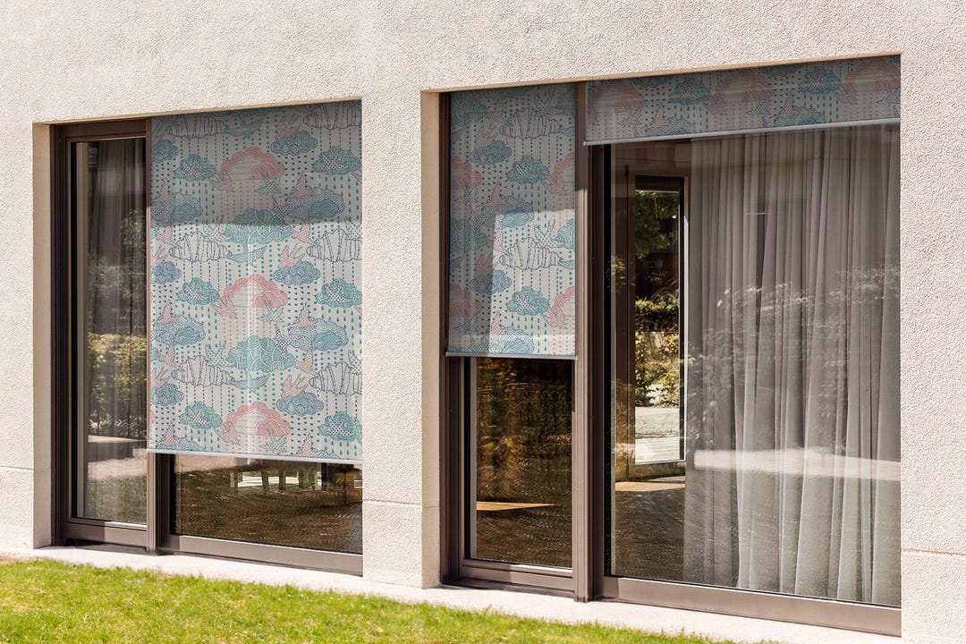 Clouds Birds Rain Patterns Patio Roller Shades, Nature Window Shades ...