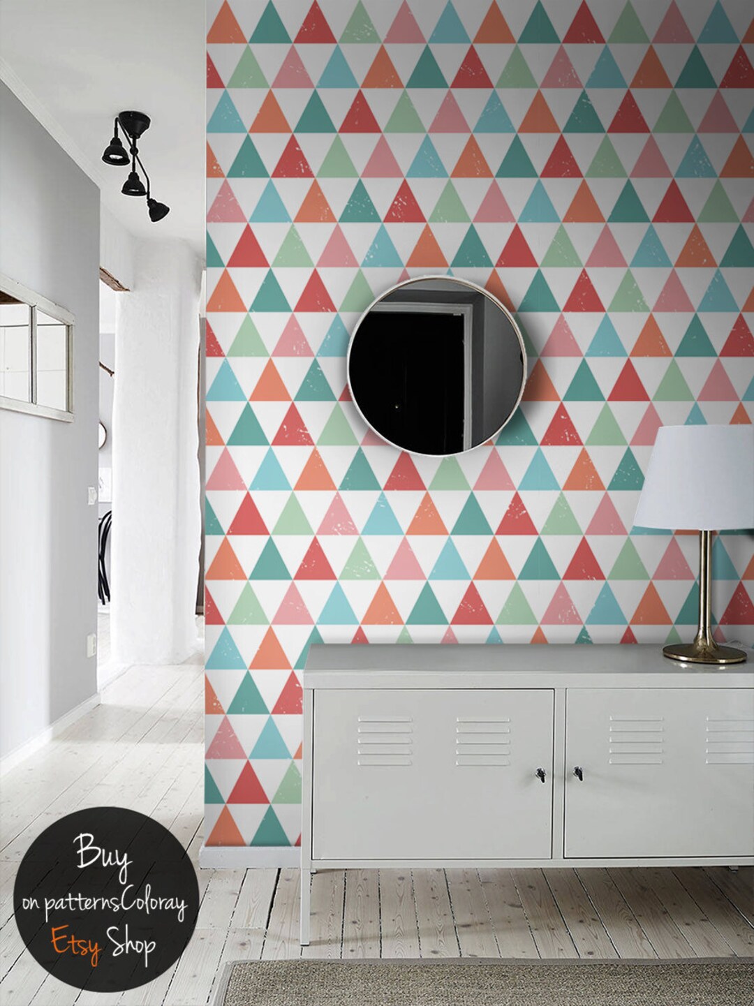 Grunge Colorful Triangles Pattern, Geometric Wallpaper, Regular Shapes ...