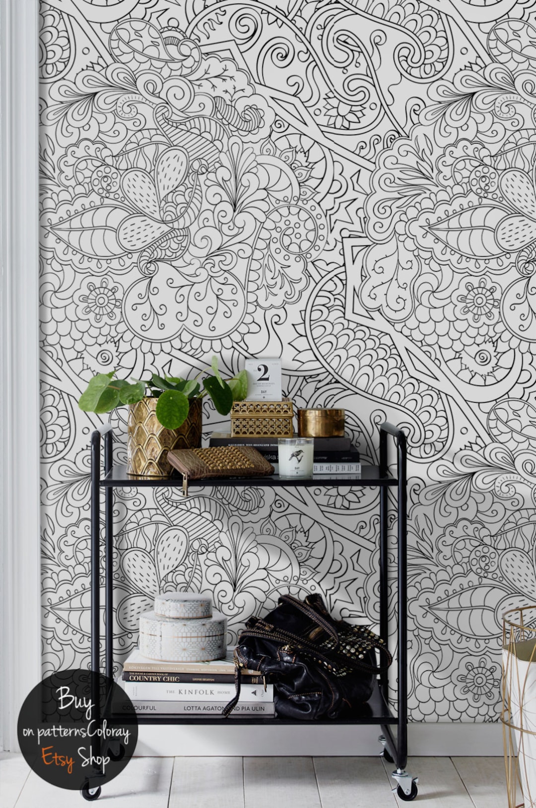 Sketch Drawing Wallpaper || Abstract Pattern Wall Mural || Removable ...