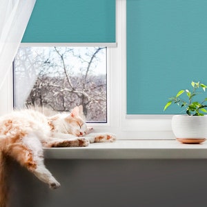 Roller Blinds, Blackout or Sheer Option, Turquoise, Solid Color, Colors ...