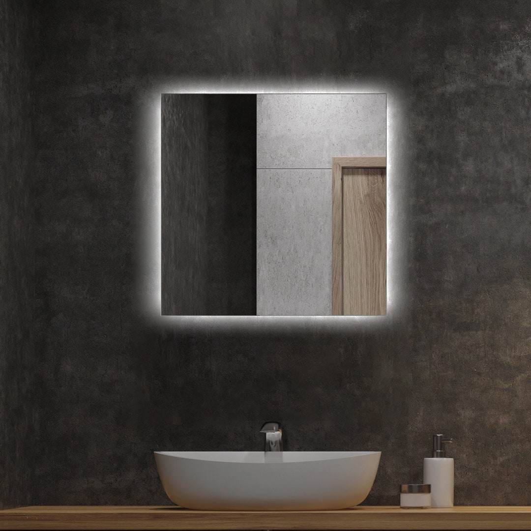 Square LED Mirror Bathroom Mirror Led Light Mirror Dressing - Etsy