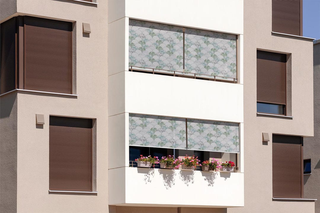 Scale-shaped Plates Balcony Shades, Patterns Window Shades, Green ...