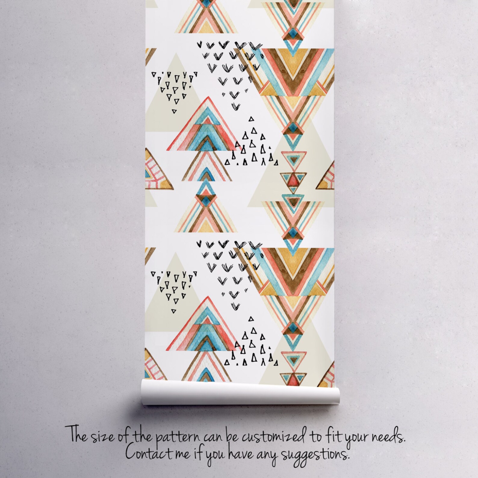 Ethnic Watercolor Triangles Pattern, Abstract, Colorful Wallpaper ...