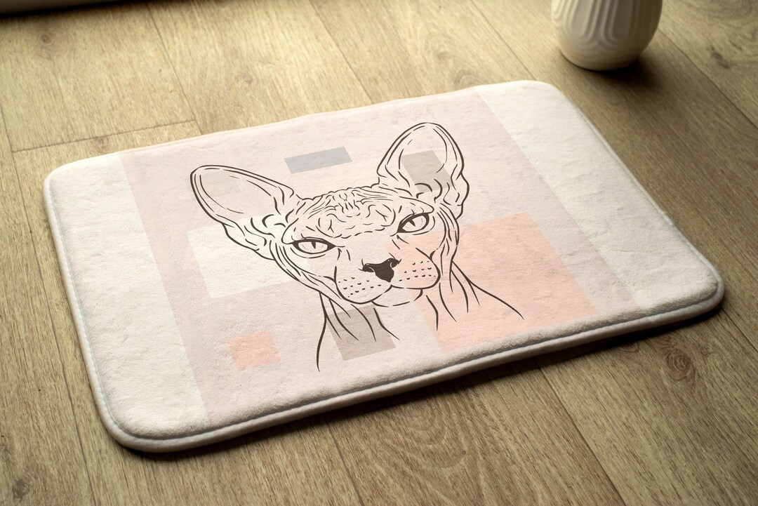 Sphinx Cat Bathroom Mat, Animal Pattern Beige, Floor Decor, Small Space ...