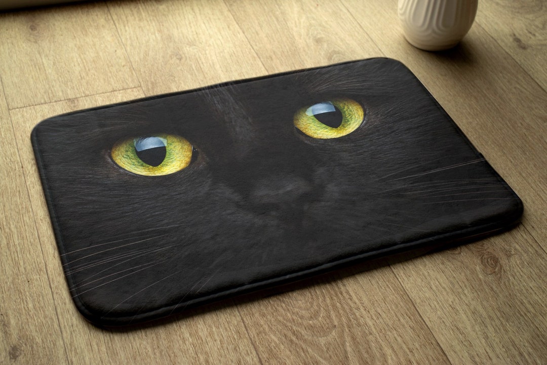 Black Cat Bathroom Mat, Animal Pattern Black, Bath Runner, Decoration ...