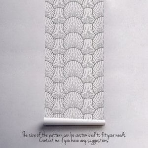 Geometric Sea Shells Pattern, Grey and White, Round Forms Wallpaper ...