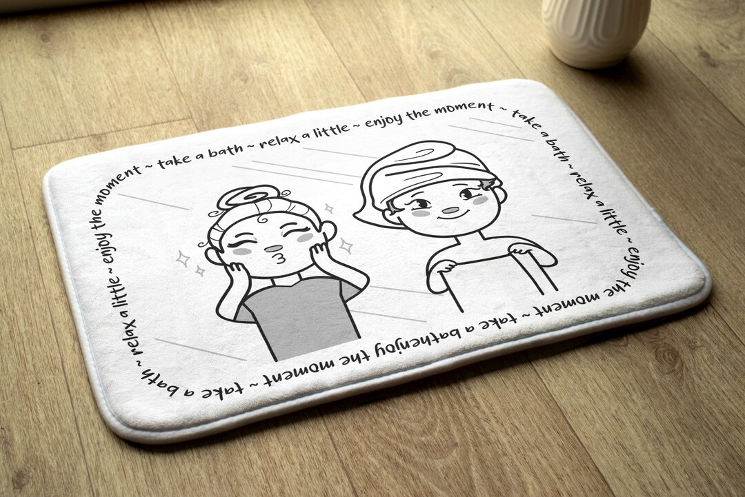 Girls Bathroom Mat, Kids Pattern White Toilet Nonslip Carpet ...