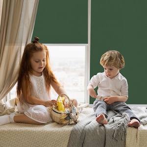 Roller Blinds, Light Diffusing or Darkening, Blackout, Dark Green ...