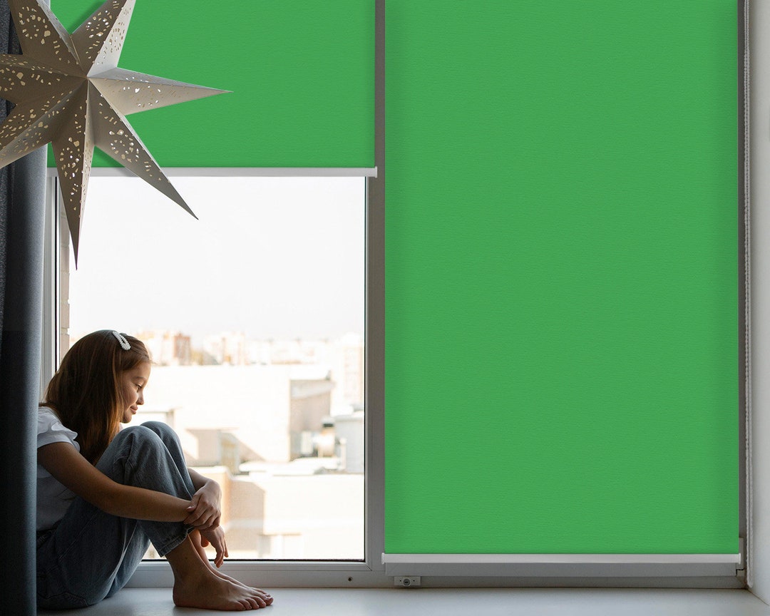 Roller Blinds, Light Diffusing or Darkening, Blackout, Green, Solid ...