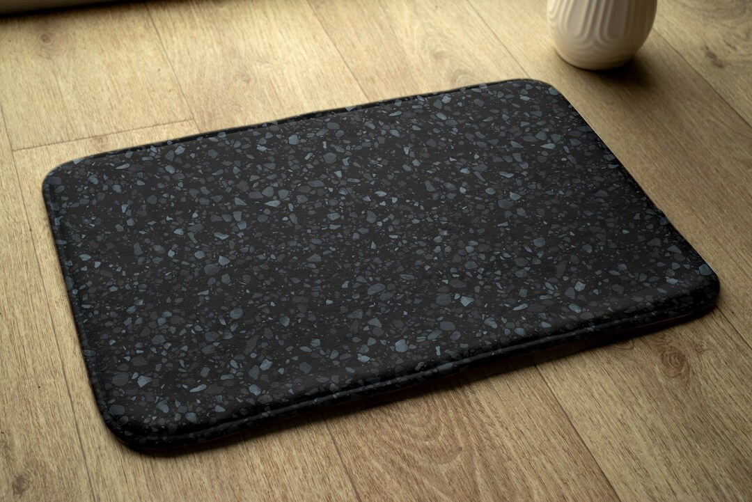 Black, Black Spots Bathroom Mat, Decoration, Abstraction Pattern Small ...