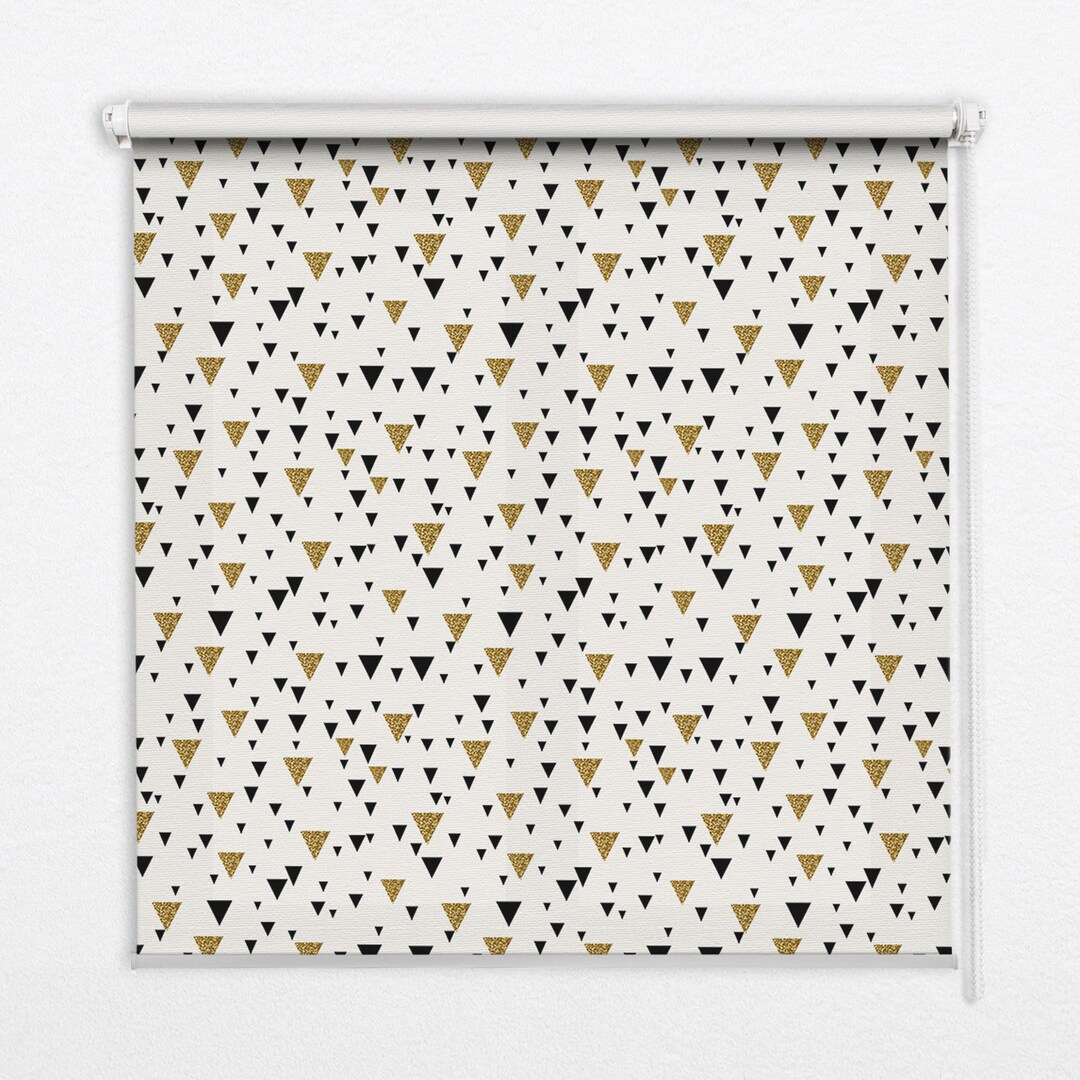 Blackout or Sheer Option Roller Blinds, Geometric Patterns, Black, Yellow, Triangles, Window ...