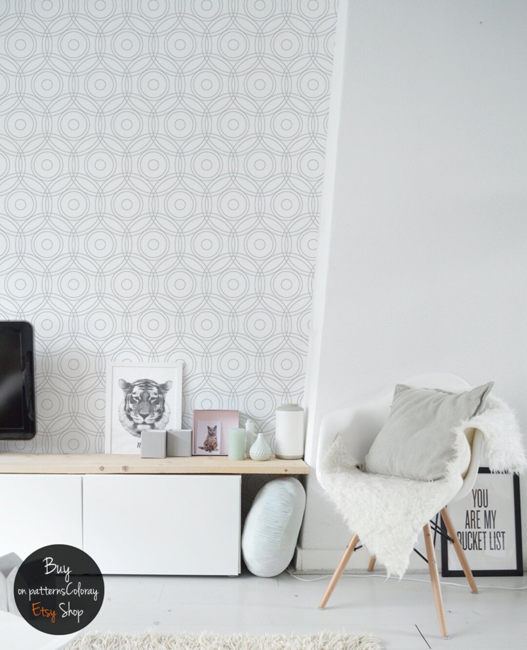 Self Adhesive Subtle Circles Wallpaper, Circles Wall Mural, Circles ...