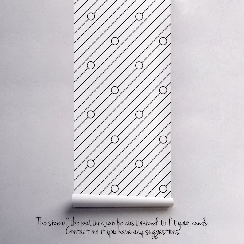 Stripped Geometric Pattern With Tiny Circles Pattern, Black and White ...