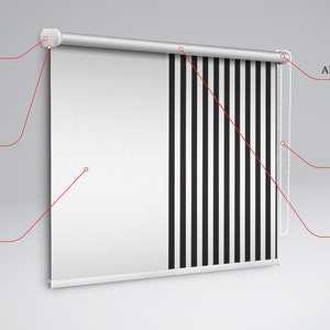 Roller Blinds, Light Diffusing or Darkening, Blackout, Black and White ...