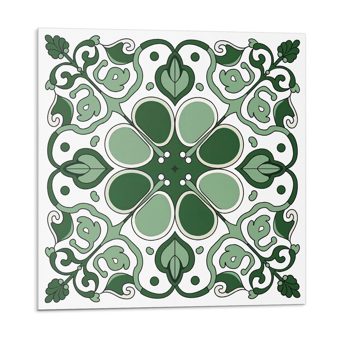 Plant Leaves PVC Floor Tiles, Green Tile Stickers, Peel and Stick Tiles ...