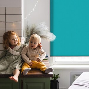 Roller Blinds, Blackout or Sheer Option, Turquoise, Solid Color, Colors ...