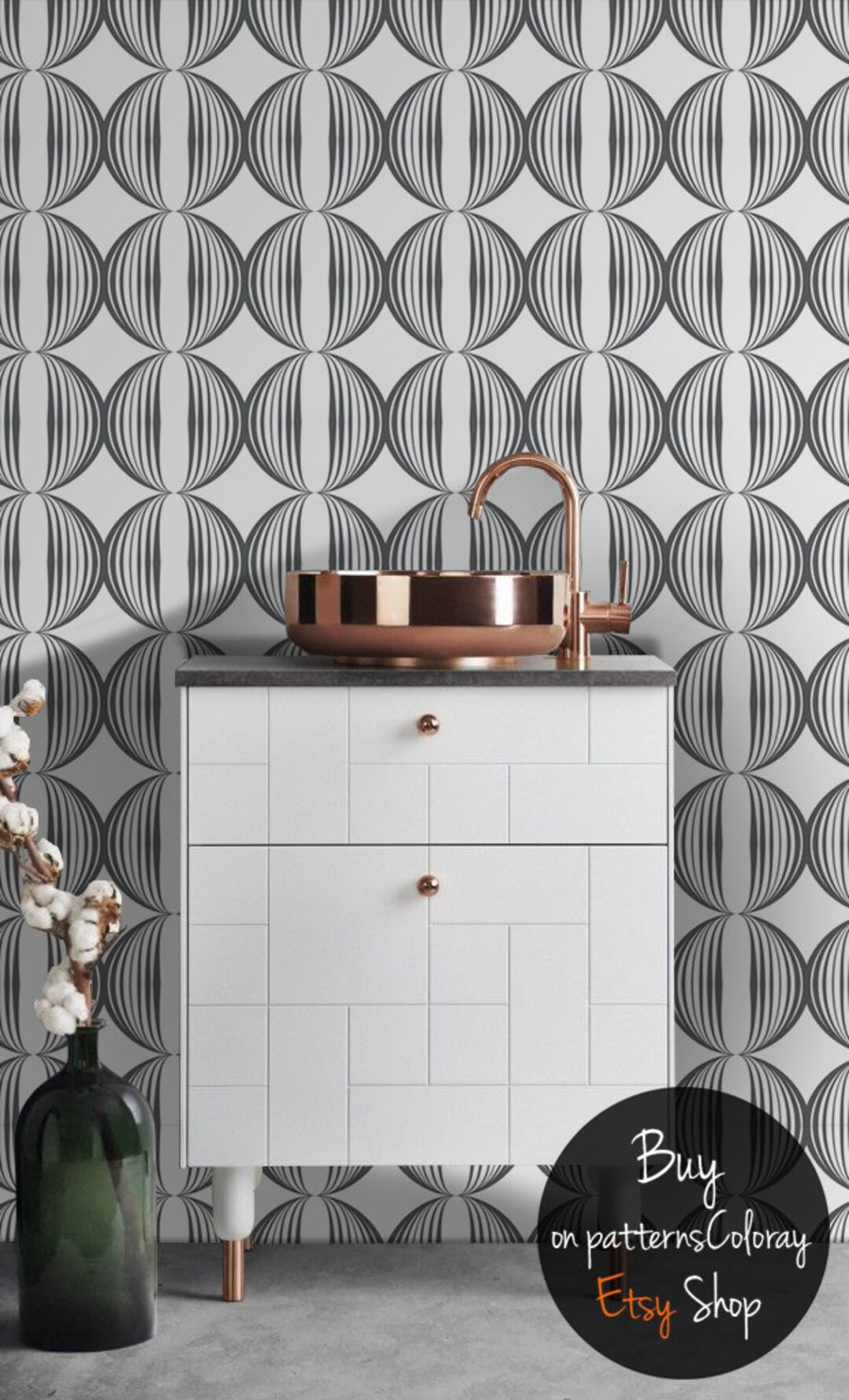 Minimalistic Circles Pattern, Retro, Funky, Geometric Wallpaper, Fabric ...