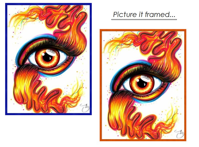 Red Eye Art Print, Orange Eye Drawing, Fire Eye, Fire, Colorful Prints ...