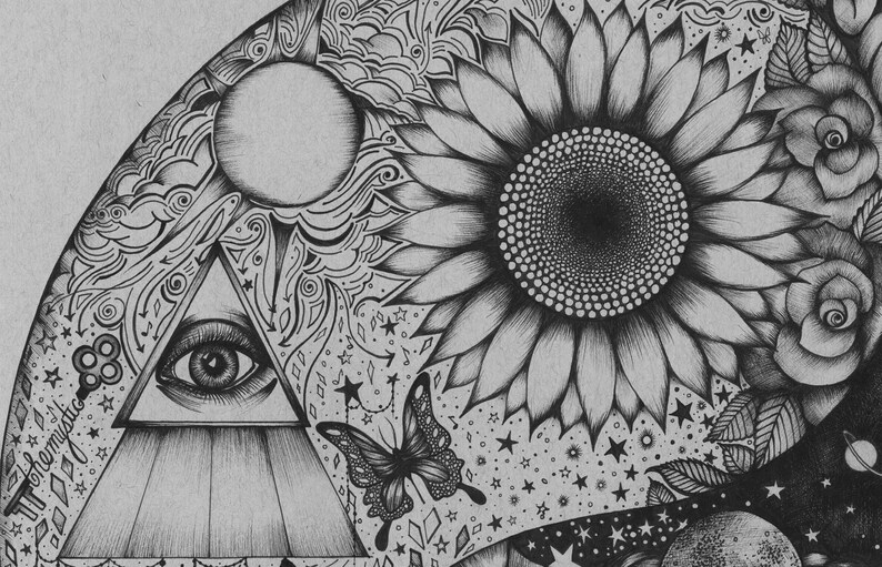 Yin Yang Art Print Pen and Ink Drawing Art Prints & Posters | Etsy