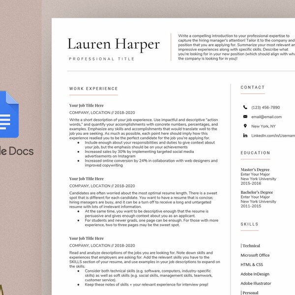 Modern Teacher Resume Template Word With Black Header, Creative Cv ...