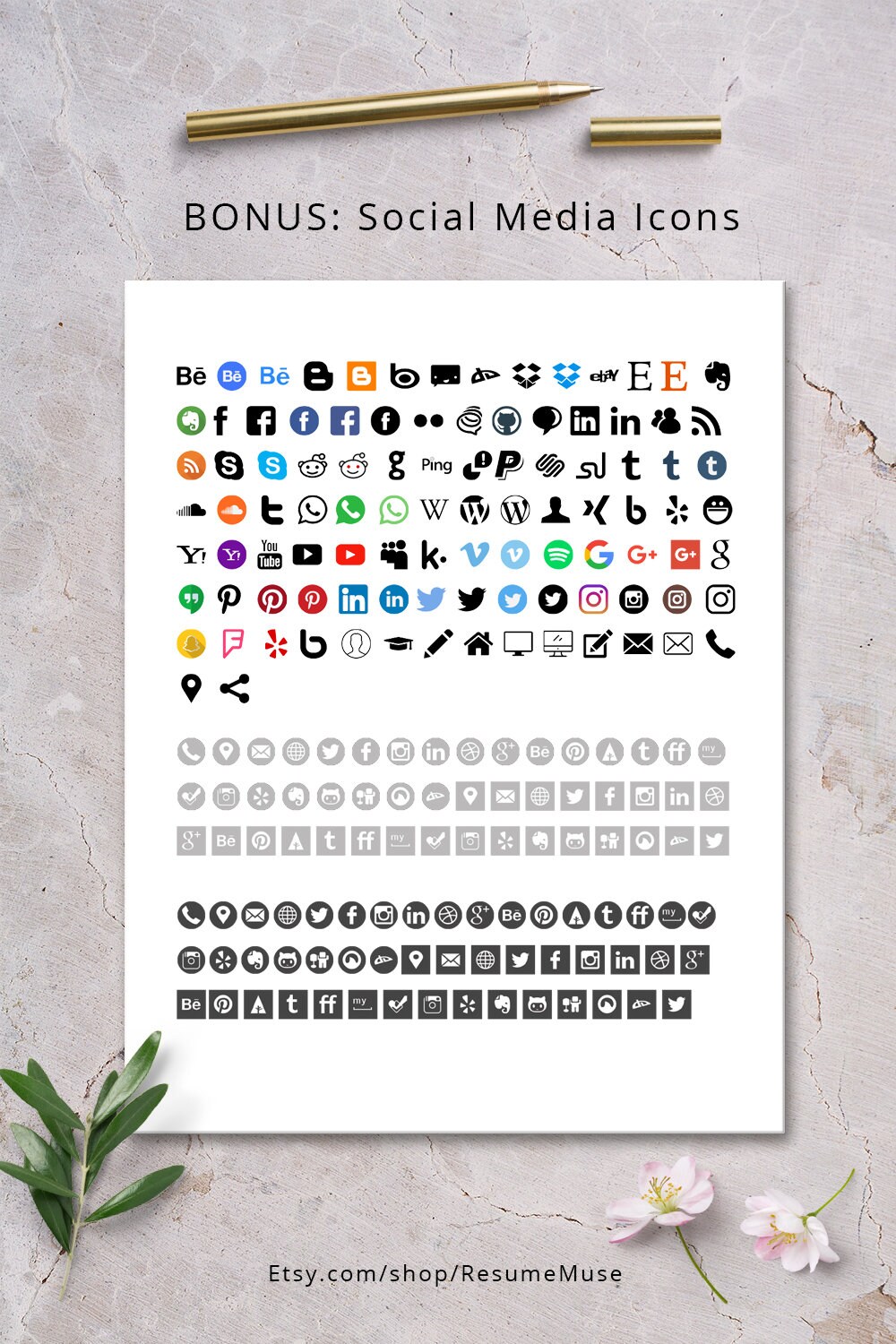 CV Digital Download for Word With Blue Header, Minimalistic Executive ...