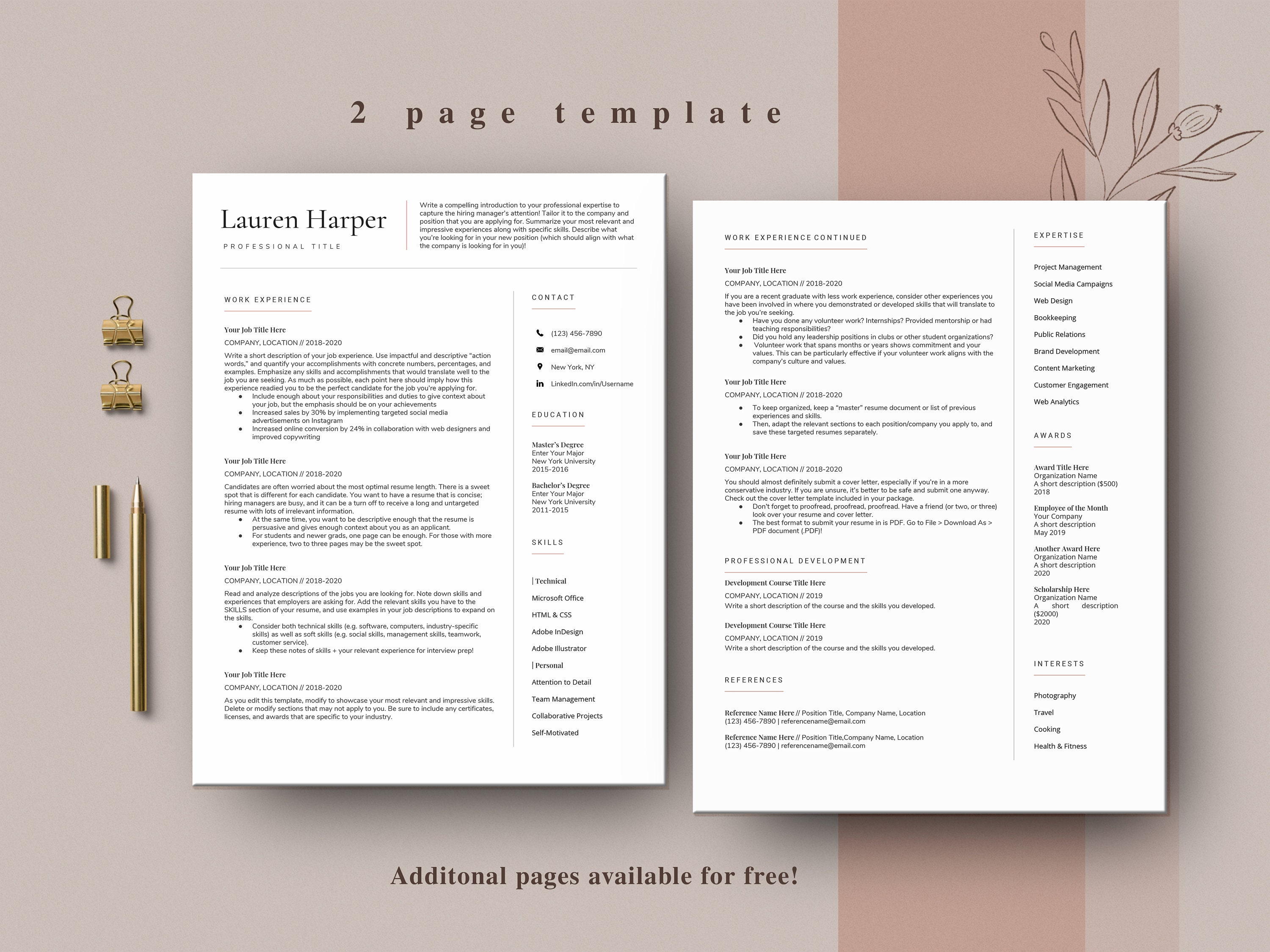 Simple Google Docs Resume Professional Teacher Resume - Etsy