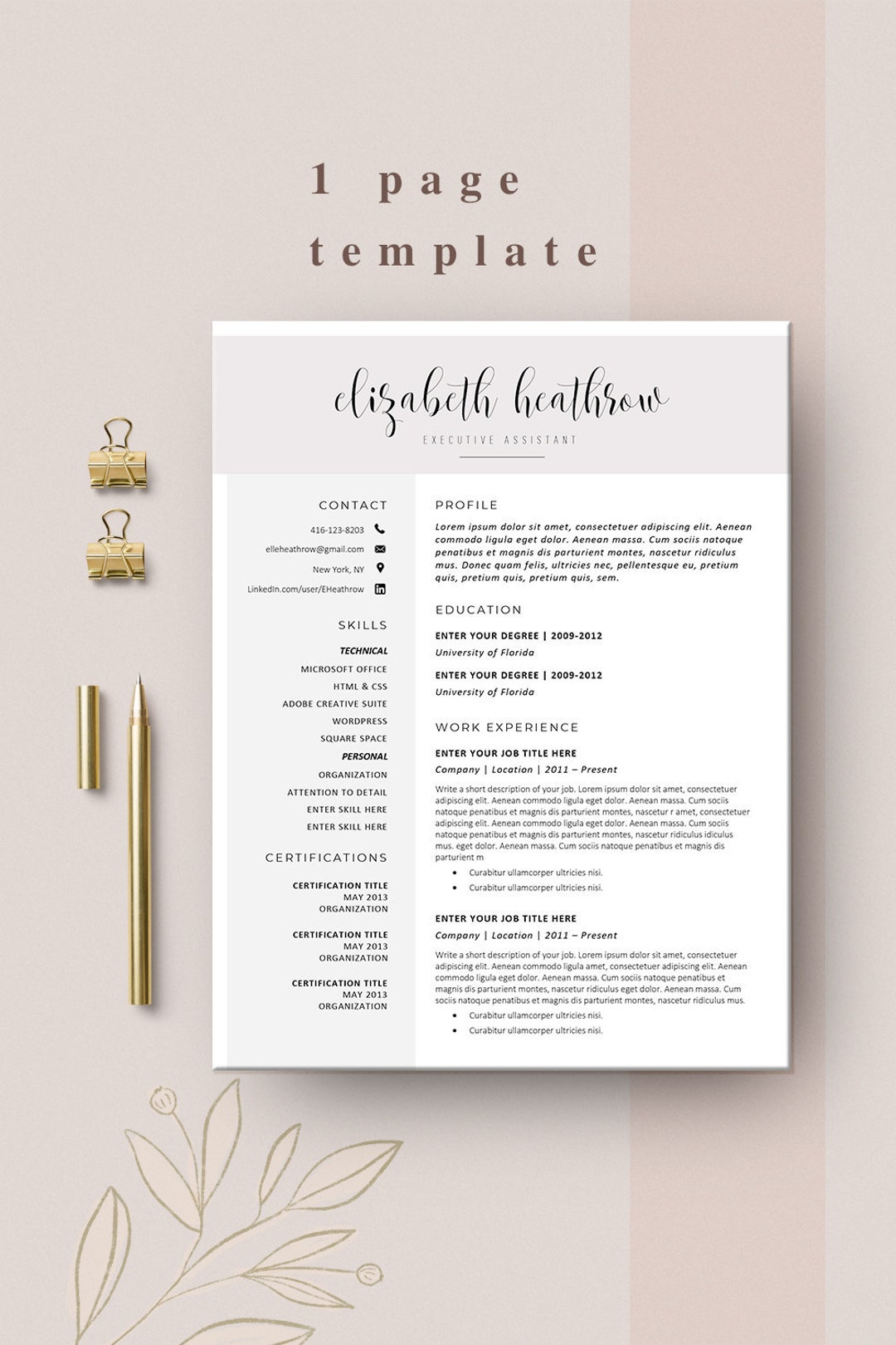 Creative Resume Template, Modern Resume Design for Word Sorority Resume ...