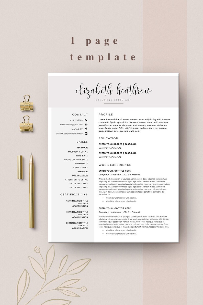 Creative Resume Template, Modern Resume Design for Word Sorority Resume ...