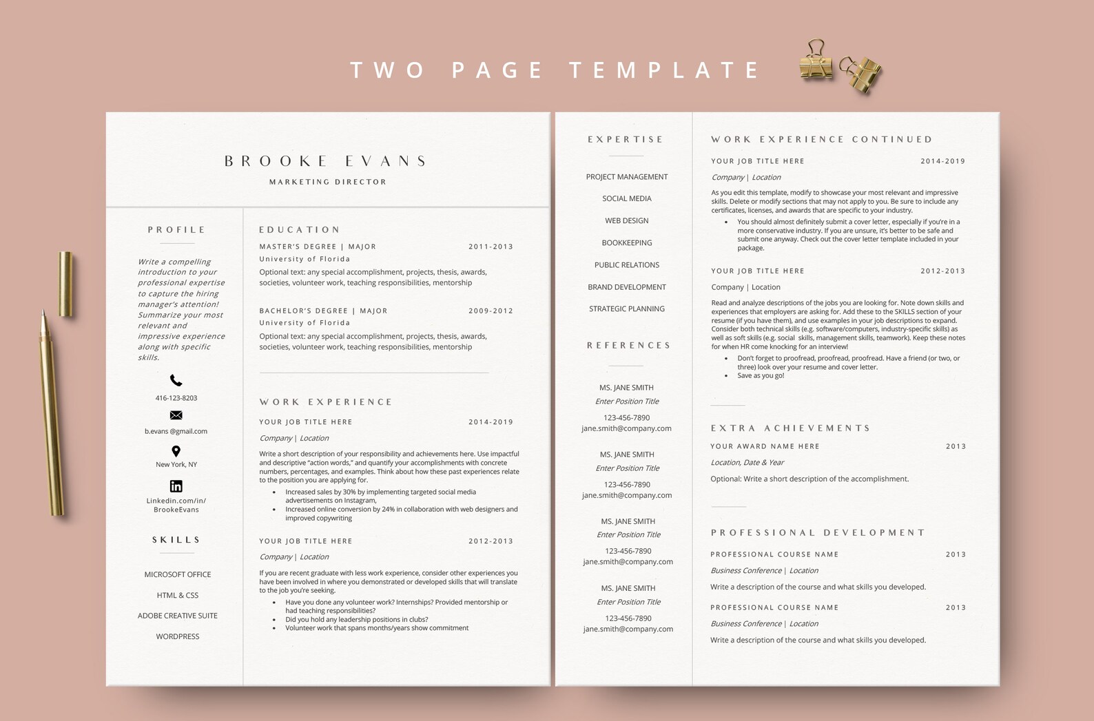 Resume Template Word, Modern Resume Design for MS Word Instant Download ...