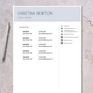 CV Digital Download for Word With Blue Header, Minimalistic Executive ...