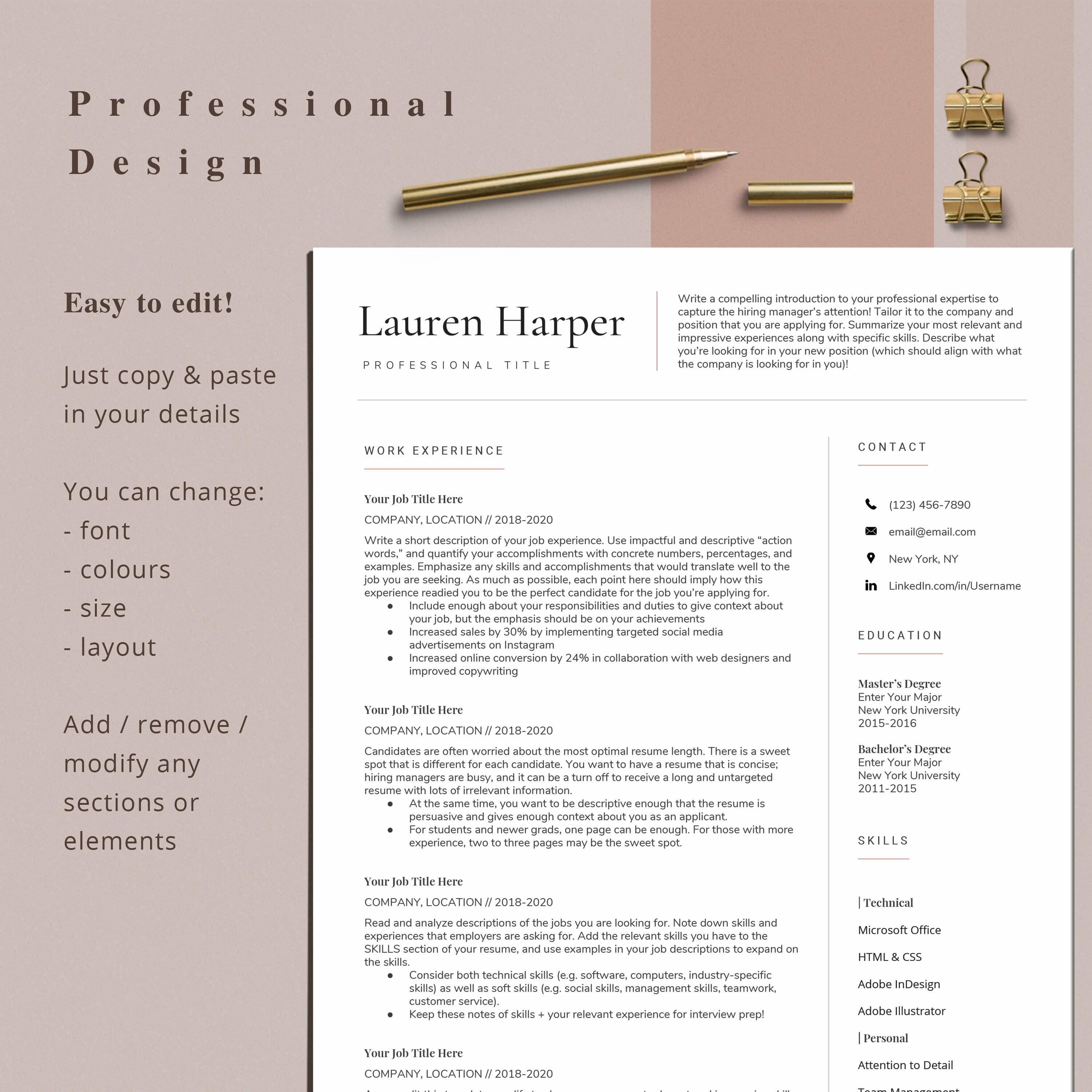 Simple Google Docs Resume Professional Teacher Resume - Etsy