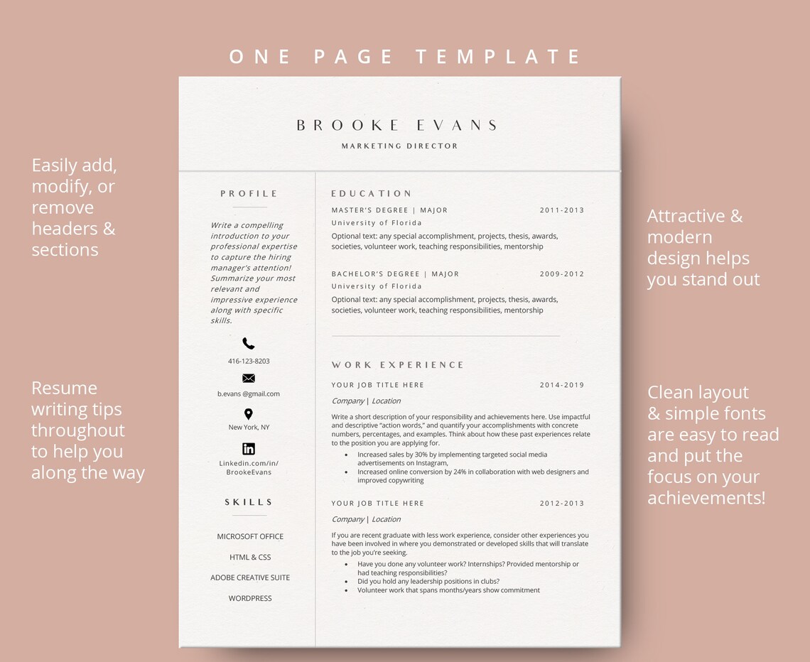 Resume Template Word, Modern Resume Design for MS Word Instant Download ...