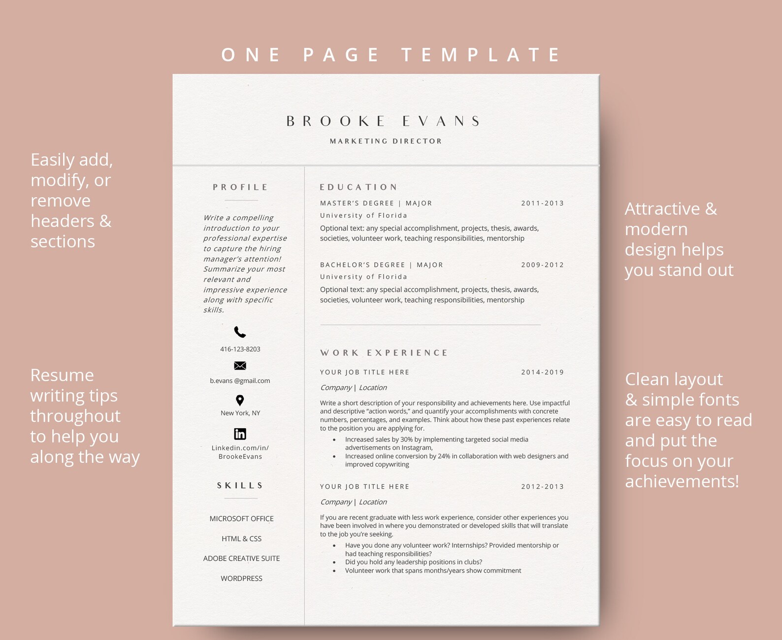 Resume Template Word, Modern Resume Design for MS Word Instant Download ...