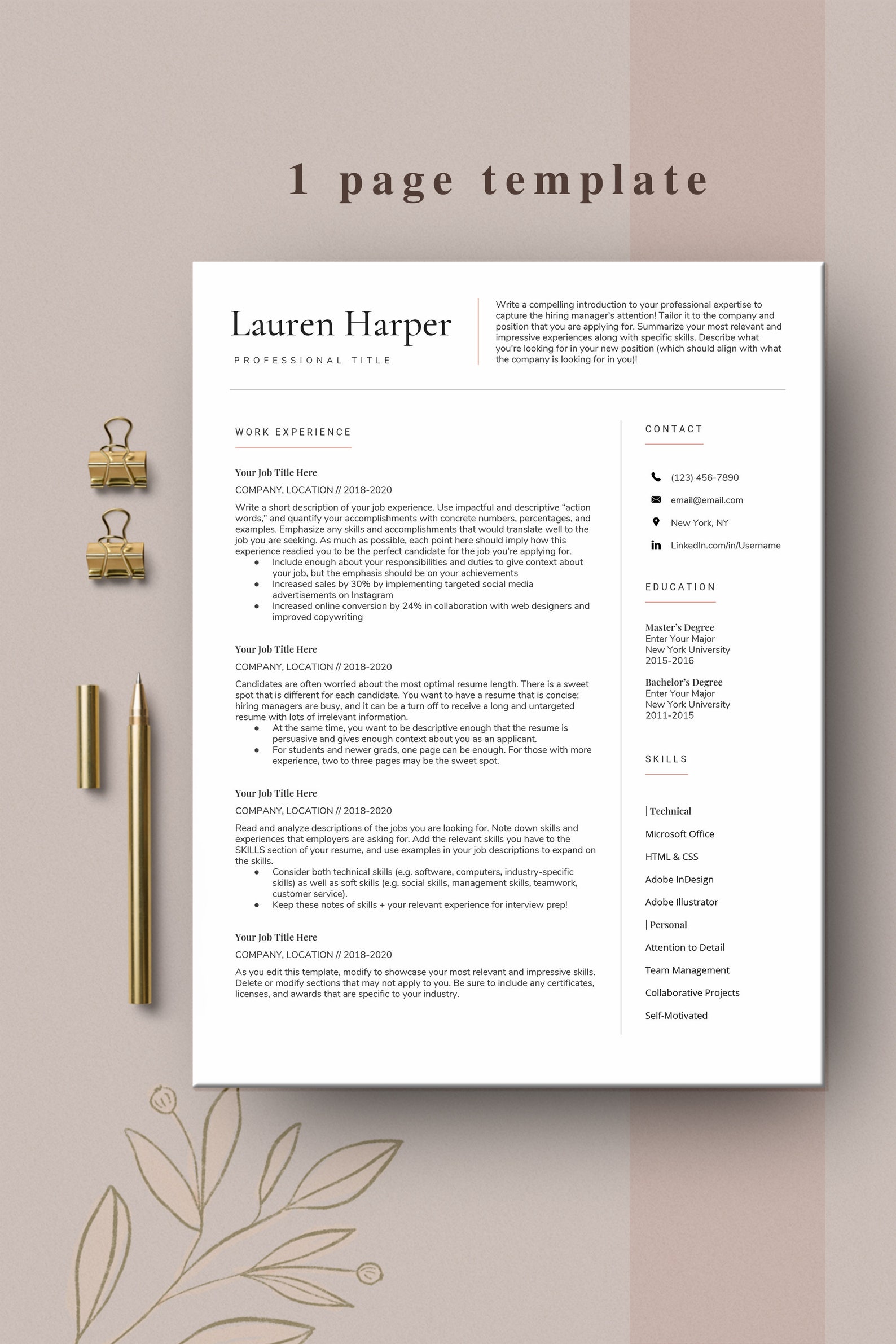 Simple Google Docs Resume Professional Teacher Resume - Etsy