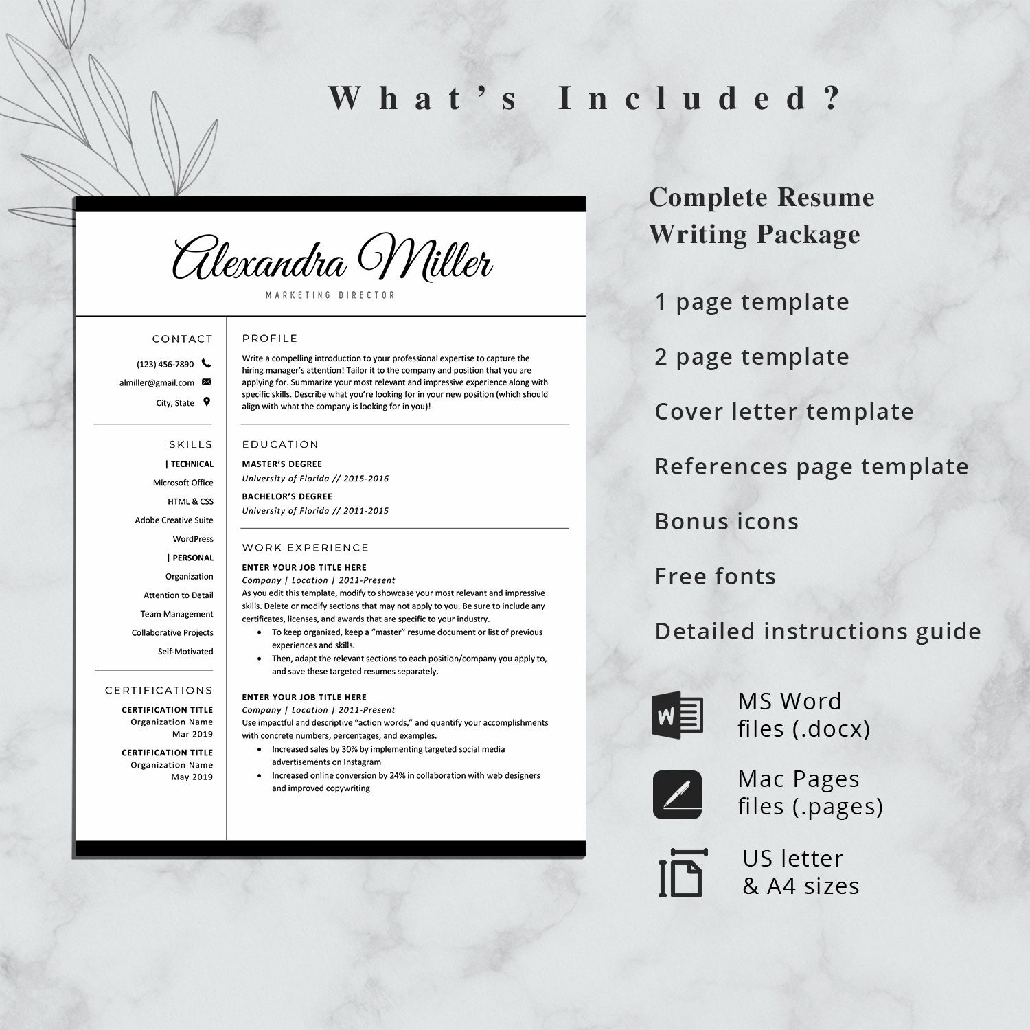 Resume Template Word Document With Script Calligraphy Name, Resume ...