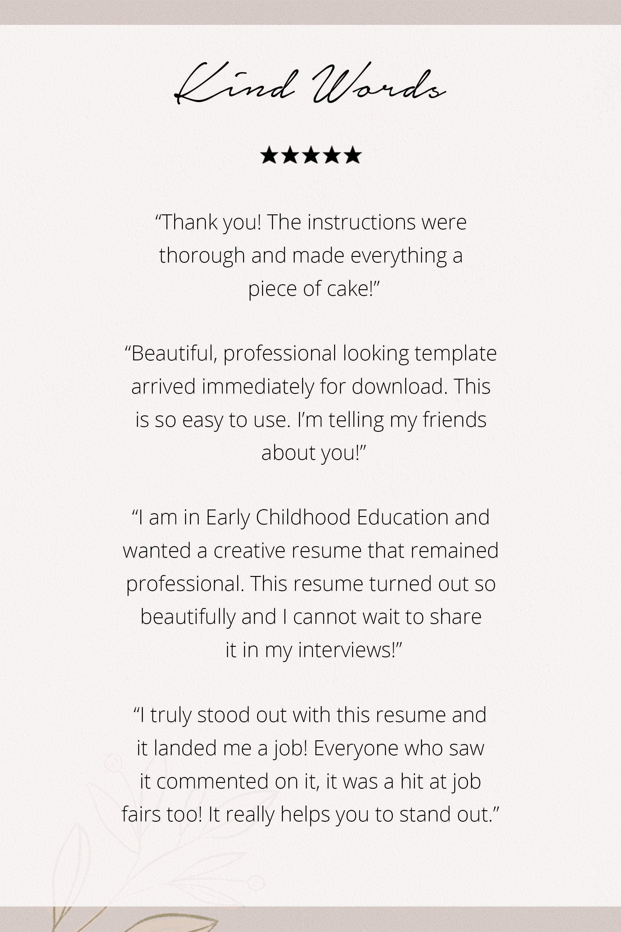 Calligraphy Header Teacher Resume Template Word Modern Cv - Etsy