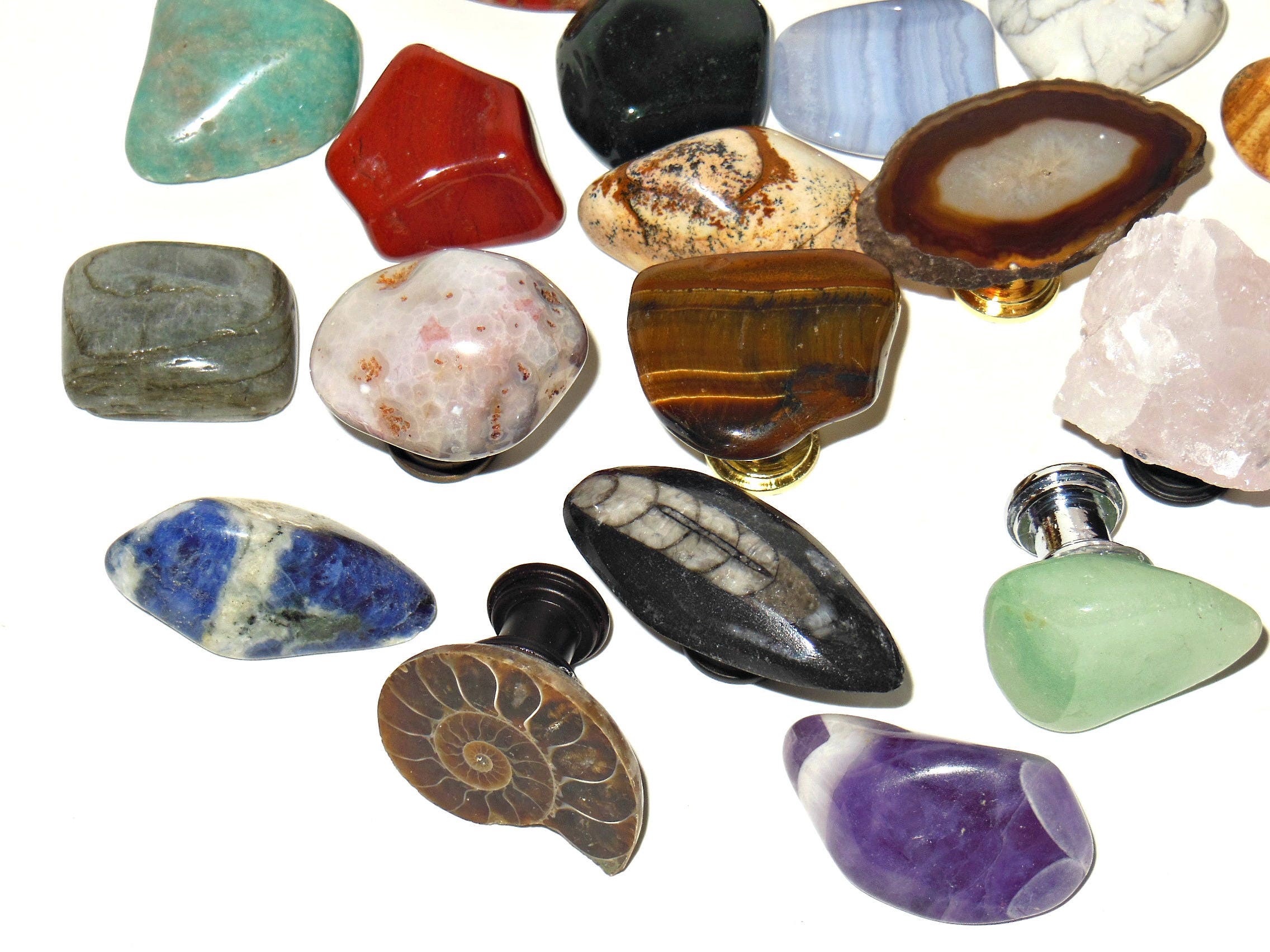 Set of 12 Stone Knobs ASSORTED CABINET KNOBS Gemstone | Etsy