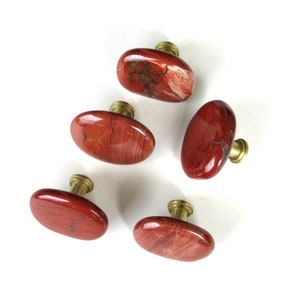One (1) Knob - Large and Extra Large Red Jasper Stone Knob - Polished Gemstone Knob - Home Décor ...