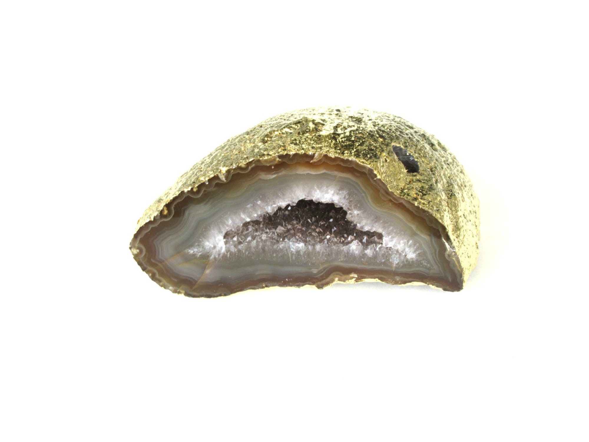 Agate Geode Pen Holder Gold Leafed Home Décor | Etsy