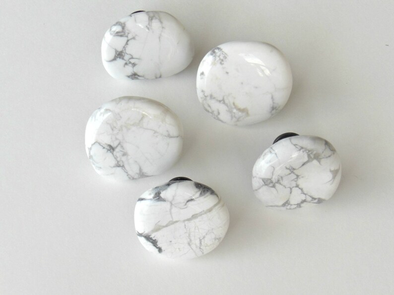 One 1 Knob Large White Howlite Stone Pulls Polished | Etsy